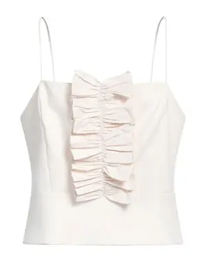 Pinko Woven Top With Ruffle Detail - White