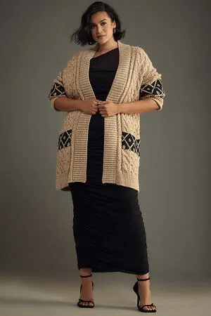 PILCRO Slouchy Open-front Oversized Cardigan Sweater