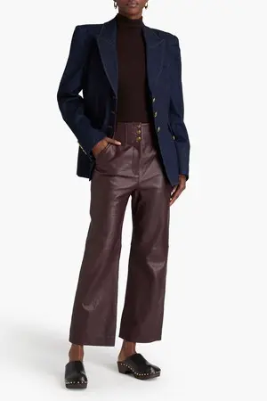 Veronica Beard Arcello Leather Wide-leg Pants