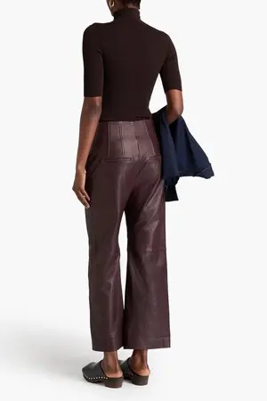 Veronica Beard Arcello Leather Wide-leg Pants