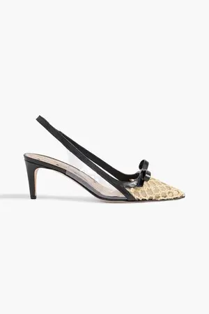 Red Valentino Leathertrimmed Macramé And Pvc Slingback Pumps