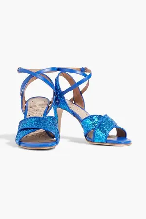 Red Valentino Glittered Leather Sandals - Azure