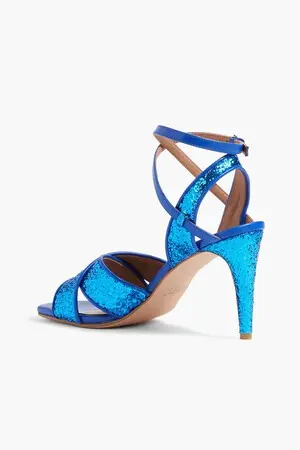 Red Valentino Glittered Leather Sandals - Azure