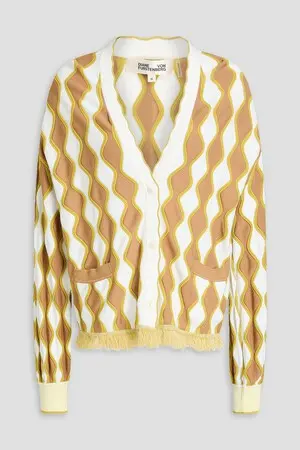 Diane Von Furstenberg Lyn Intarsia-knit Cardigan - Mustard