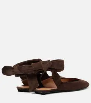 Attico Cloe Suede Slingback Flats - Brown