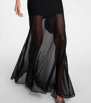 David Koma Tulle-trimmed Ruched Bustier Gown
