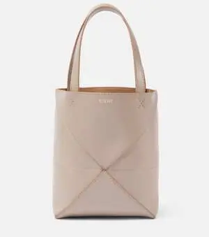 Loewe Puzzle Fold Mini Leather Tote Bag - Beige