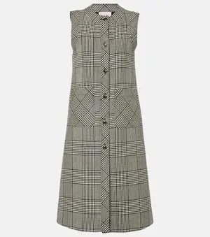 Valentino Garavani Houndstooth Virgin Wool Midi Dress