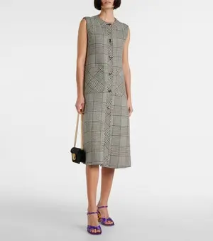 Valentino Garavani Houndstooth Virgin Wool Midi Dress