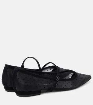 Tory Burch Suede-trimmed Mesh Mary Jane Flats