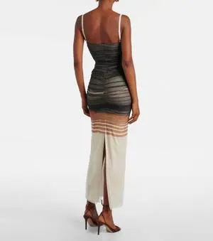 SIR. Breeze Striped Mesh Midi Dress