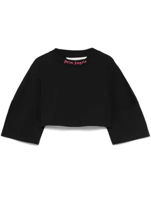 Palm Angels Logo-print Cropped T-shirt - Black