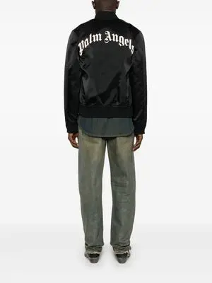 Palm Angels Curved-logo Bomber Jacket - Black