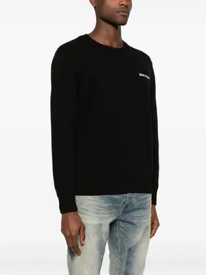 Palm Angels Logo-embroidered Sweater - Black