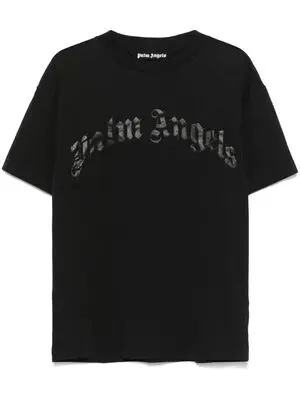 Palm Angels Curved-logo T-shirt - Black
