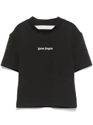 Palm Angels Embroidered Logo T-shirt - Black