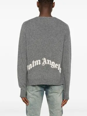 Palm Angels Curved-logo Sweater - Grey