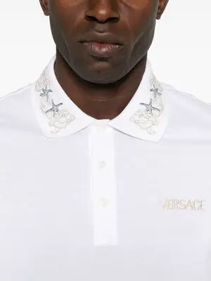 Versace Logo-embroidered Polo Shirt