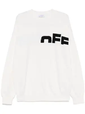 Off-White Intarsia-knit Logo Sweater - White