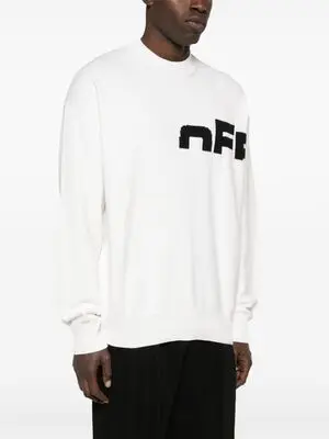 Off-White Intarsia-knit Logo Sweater - White