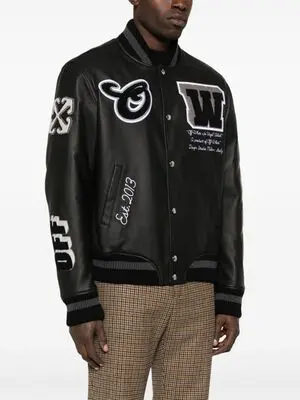 Off-White Leather Bomber Jacket