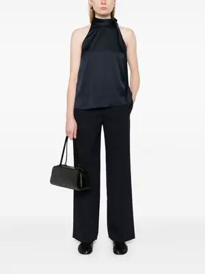Theory Textured-satin Halter Top - Blue