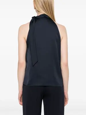 Theory Textured-satin Halter Top - Blue
