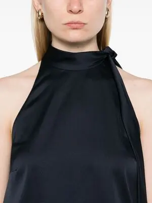 Theory Textured-satin Halter Top - Blue