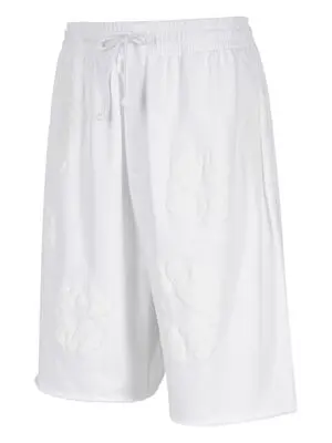 DENIM TEARS Mono Cotton Wreath-print Shorts - White