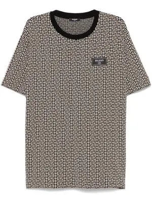 Balmain Pb Labyrinth Jacquard T-shirt - Neutrals