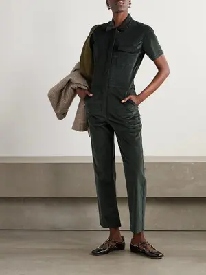 RIVET UTILITY Worker Cotton-blend Corduroy Jumpsuit - Gray
