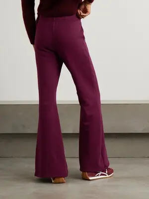 LES TIEN Cotton-jersey Flared Track Pants - Burgundy