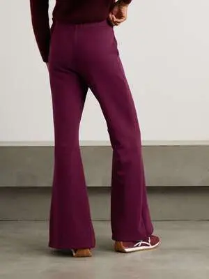 LES TIEN Cotton-jersey Flared Track Pants - Burgundy