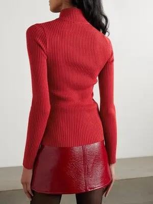 COURREGES Embroidered Ribbed-knit Sweater