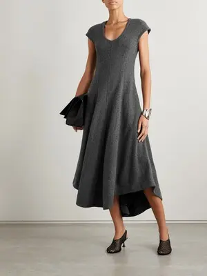 Proenza Schouler Delilah Paneled Felt Midi Dress - Gray