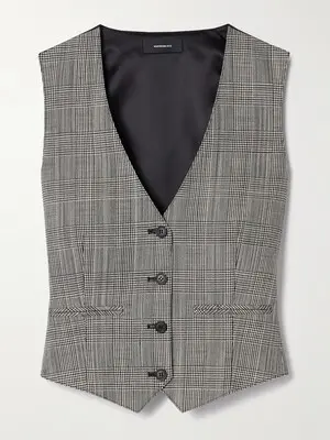 Wardrobe.NYC Paneled Prince Of Wales Checked Wool Vest - Gray