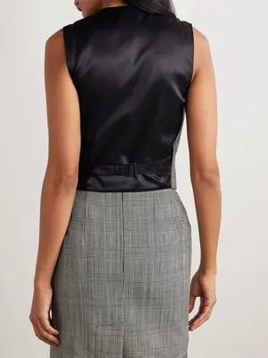 Wardrobe.NYC Paneled Prince Of Wales Checked Wool Vest - Gray