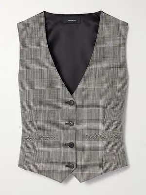Wardrobe.NYC Paneled Prince Of Wales Checked Wool Vest - Gray