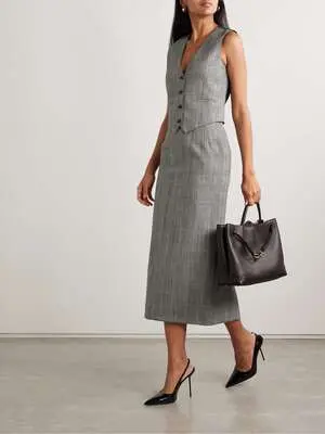 Wardrobe.NYC Paneled Prince Of Wales Checked Wool Vest - Gray