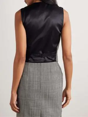 Wardrobe.NYC Paneled Prince Of Wales Checked Wool Vest - Gray
