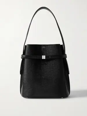 TOTEME Belted Lizard-effect Leather Tote