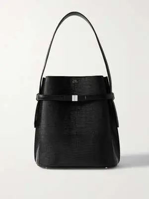TOTEME Belted Lizard-effect Leather Tote
