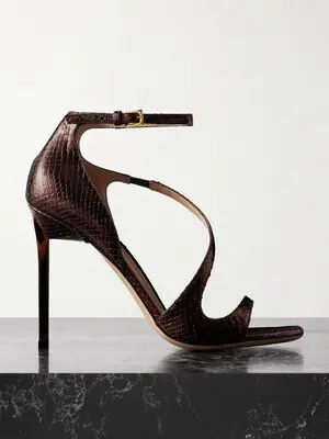 TOM FORD Newton Snake-effect Leather Sandals - Brown