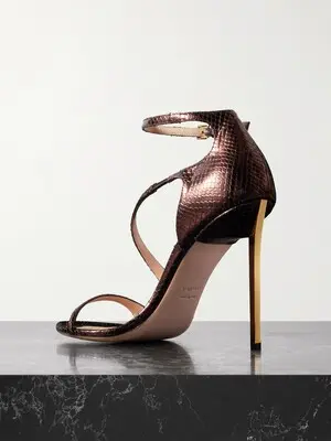 TOM FORD Newton Snake-effect Leather Sandals - Brown