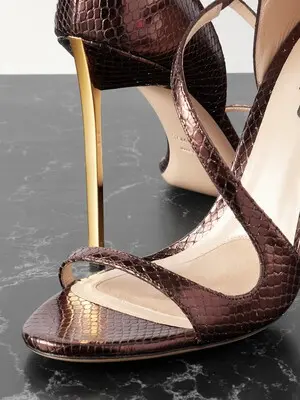 TOM FORD Newton Snake-effect Leather Sandals - Brown