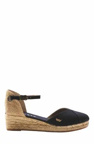 VISCATA Pubol Canvas Espadrille Wedges Black
