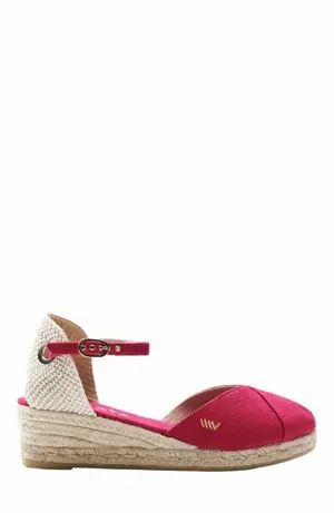 VISCATA Pubol Canvas Espadrille Wedges - Cherry