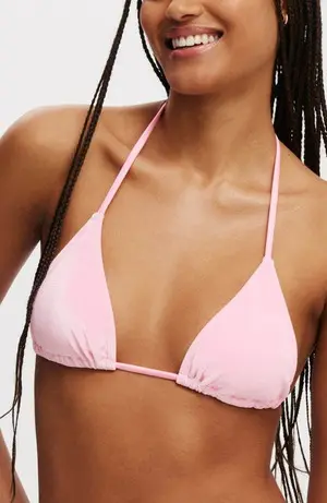 Cotton:on Slider Triangle Bikini Top Malibu Pink Velvet
