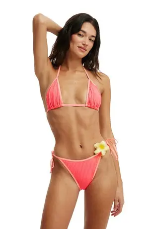 Cotton:on Slider Triangle Bikini Top Pink Flash Rib