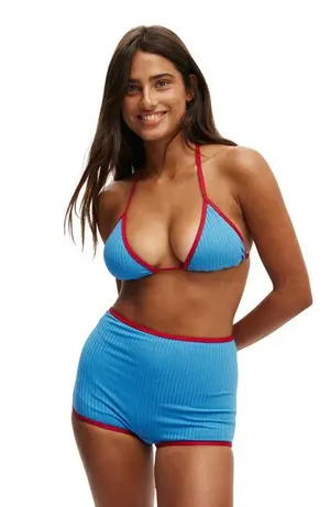 Cotton:on Slider Triangle Bikini Top Tranquil Blue Rib